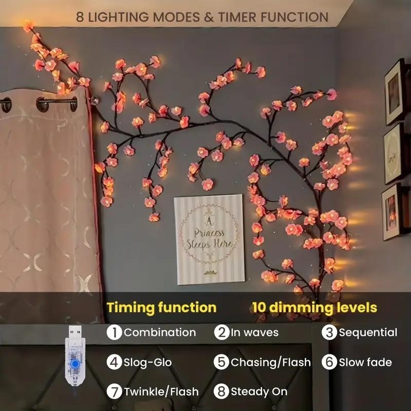 1pc Cherry Blossom Tree Lamp with 96/144 LED Lights, Powered Indoor ...