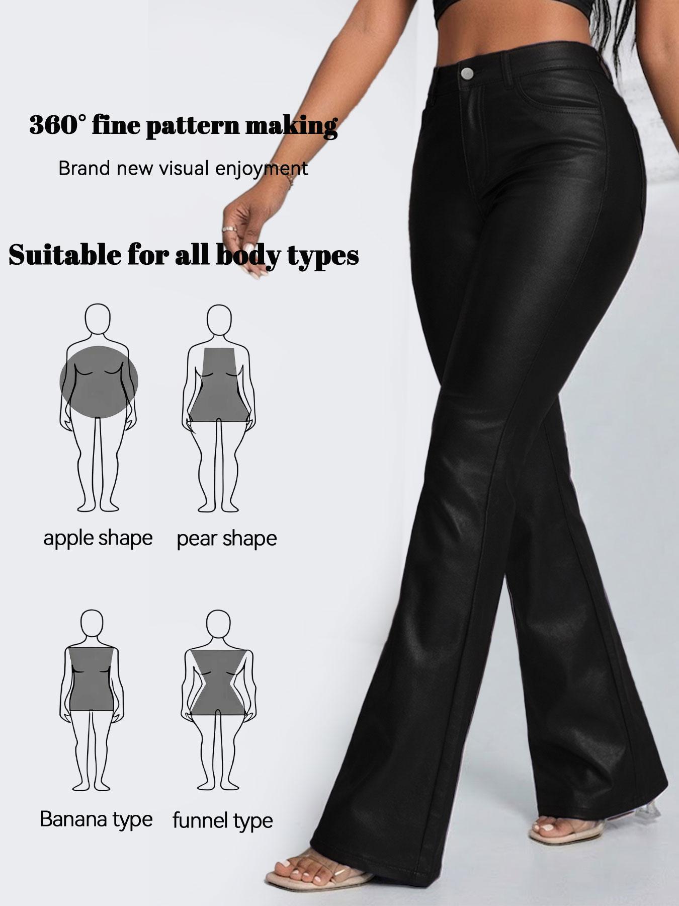 Gilipur Y2K High Waist Flare Leg Pants, Plain Viscose Long Pants with ...