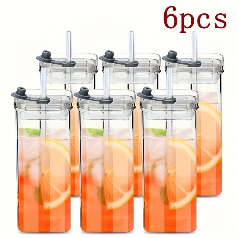 High Borosilicate Glass Water Cup with Lid and Straw, Reusable, Korean ...