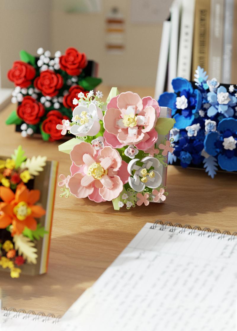 Microbead Building Blocks Flower Box Romantic Rose Design Openable ...