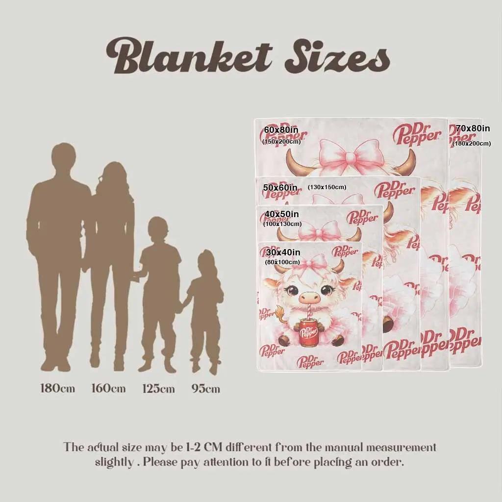 Cute Highland Cow Dr Pepper Pink Flannel Blanket, Big Bow Soda Can ...