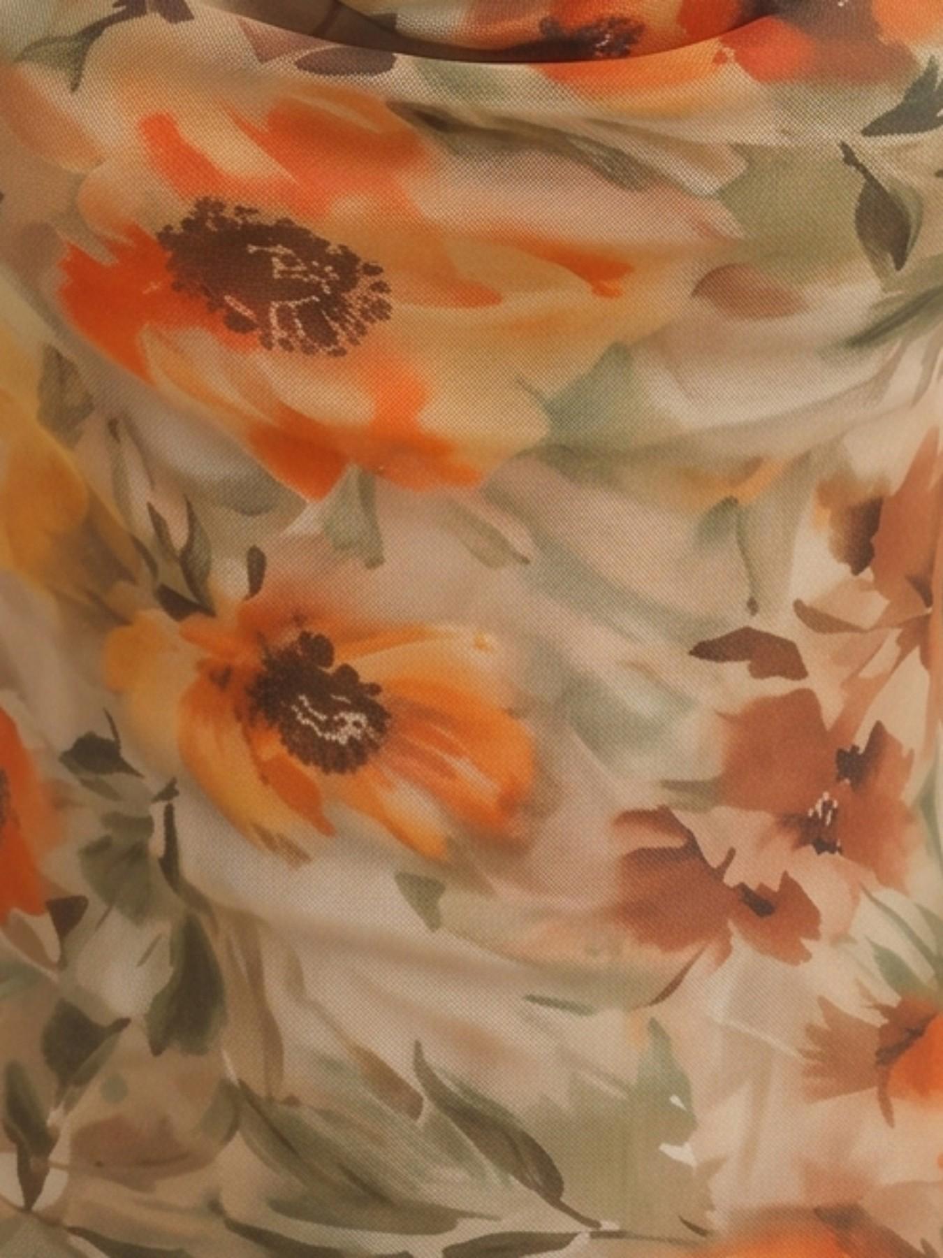 Women's Vintage Floral Print Halter Long Dress, Slim-Fitting Fish Tail ...