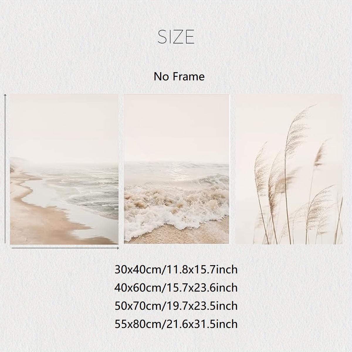 Boho Neutral Beach Coastal Pampas Grass Ocean Landscape Minimalist Wall ...