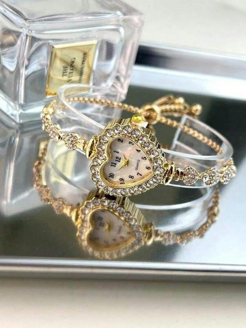 Women's Alloy Bracelet with Heart-Shaped Case, Arabic Numerals Dial ...
