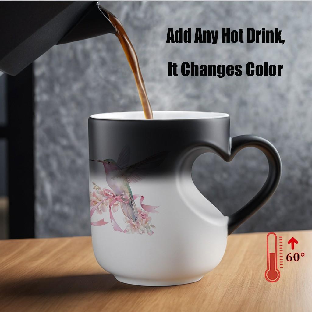 Thermosensitive Ceramic Mug Cat & Birds Design, Color-Changing 11oz Mug ...
