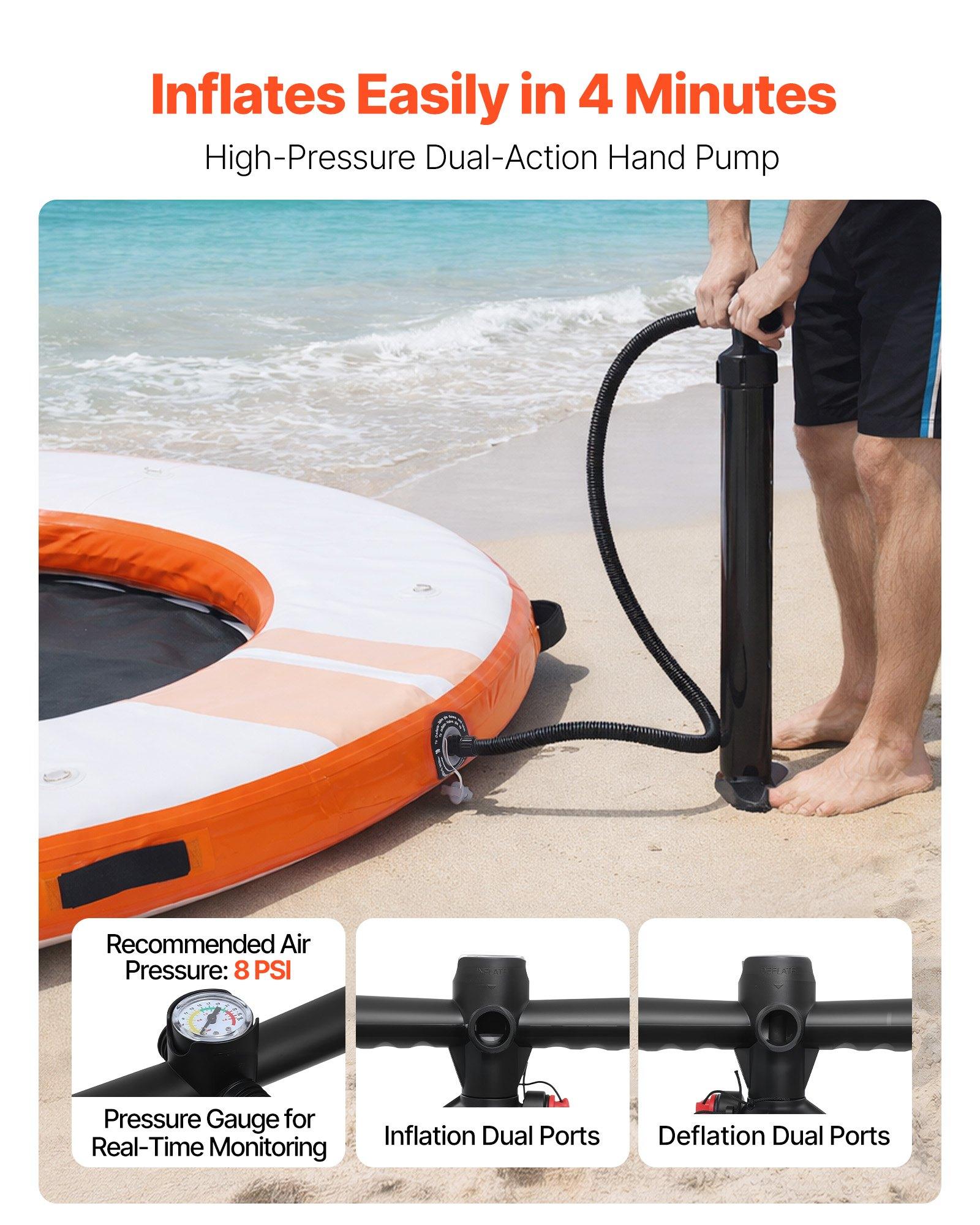 VEVOR Inflatable Floating Dock, 8 FT Inflatable Dock Platform, Non-Slip ...