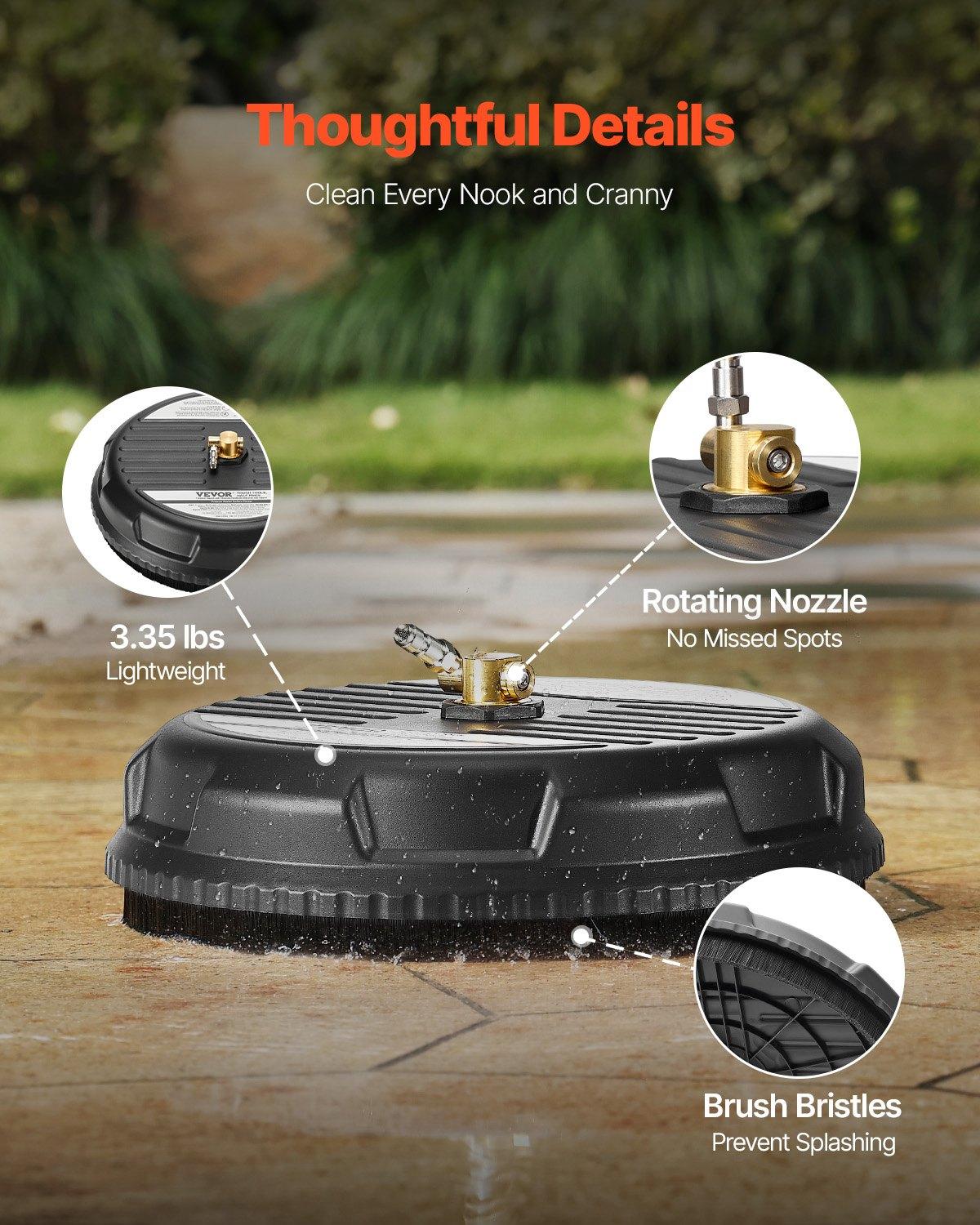 VEVOR 15 Pressure Washer Surface Cleaner, Plastic Pressure Washer ...