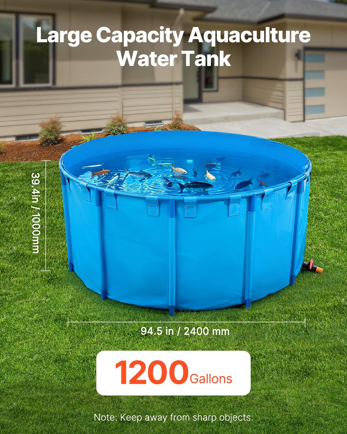 VEVOR Canvas Fish Pond, 1320 Gal Capacity Above Ground Fish Pond ...