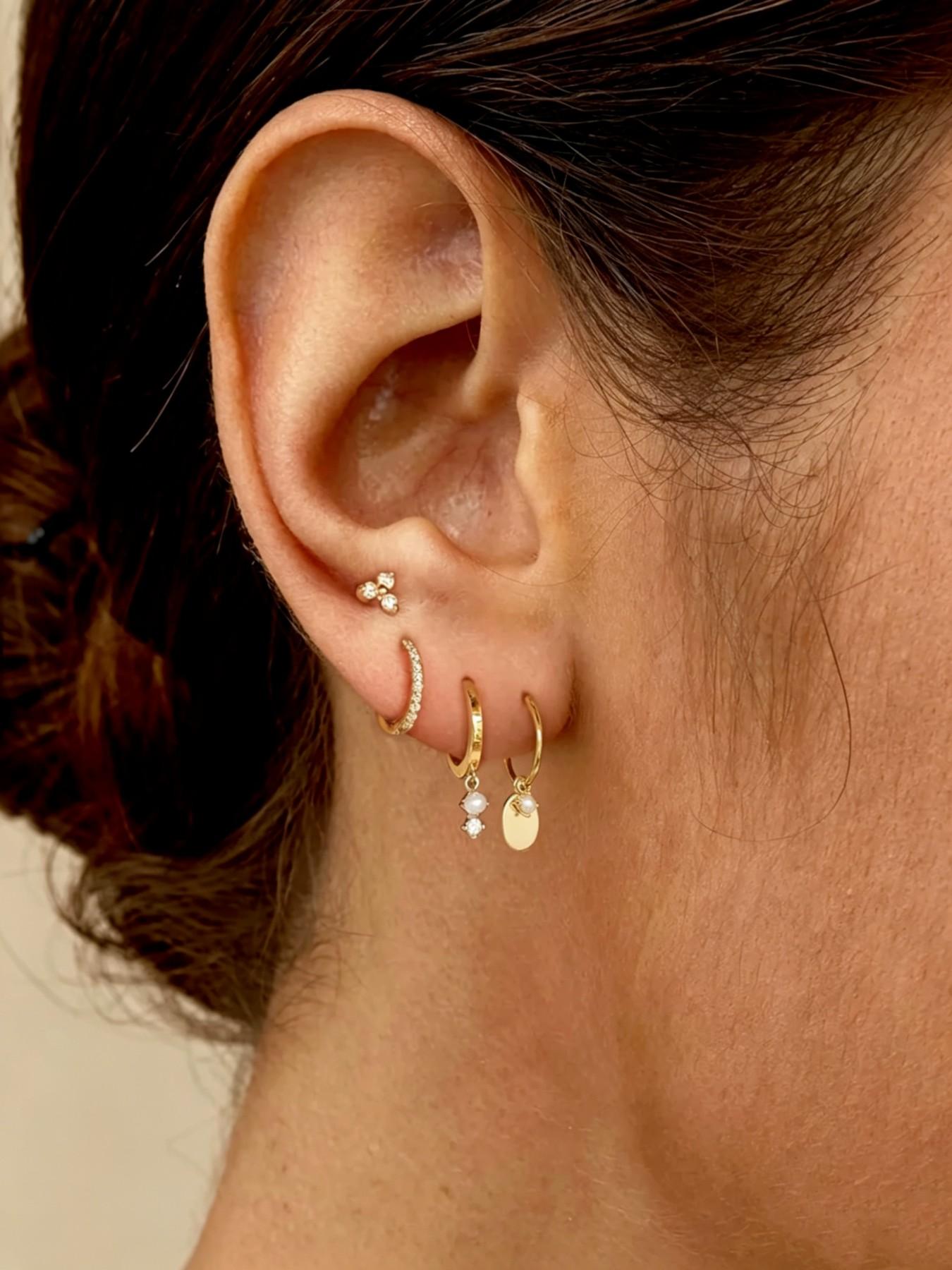 Stack Earrings For Women, Dainty 14K Gold Plated Pearl Hoop Huggie ...