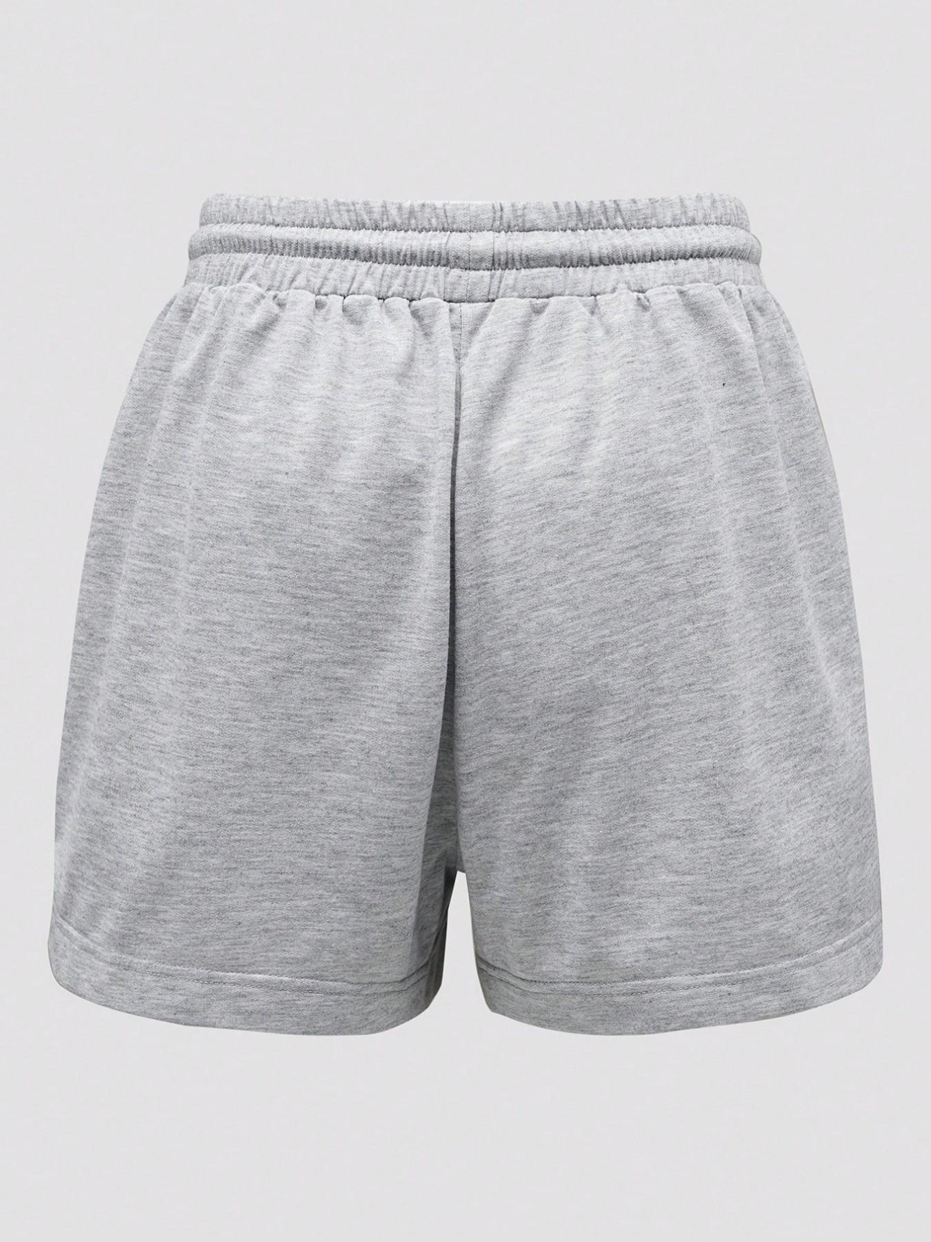 Heathered Gray Heart Spider Web Print Casual Sweat Shorts, Graphic ...