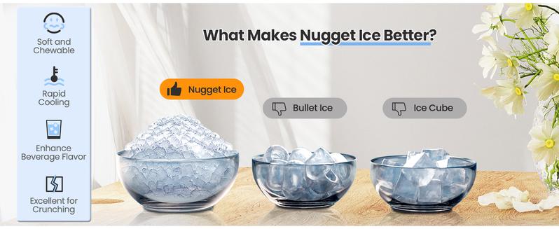 Antarctic Star Nugget Ice Maker,44 Lbs/24H,Countertop Ice Maker with ...