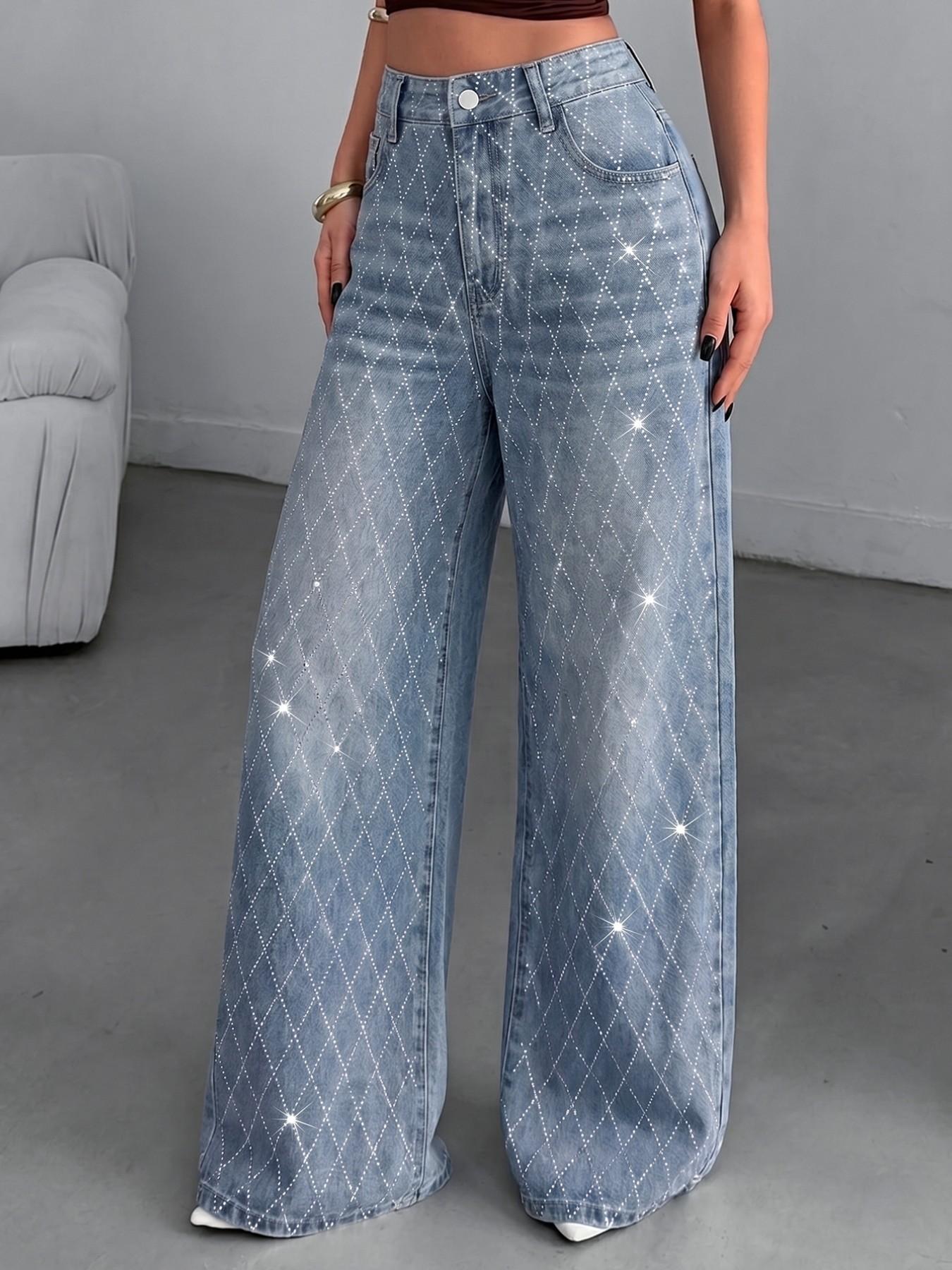 High-Waisted Loose Fit Jeans for Women, Vintage Chic Slimming Wide Leg ...