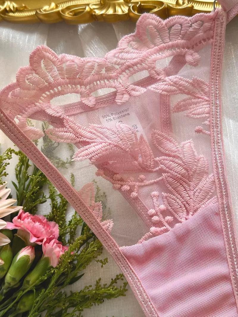 Embroidered Lingerie Set, French Romantic Style, Floral Patchwork Mesh ...