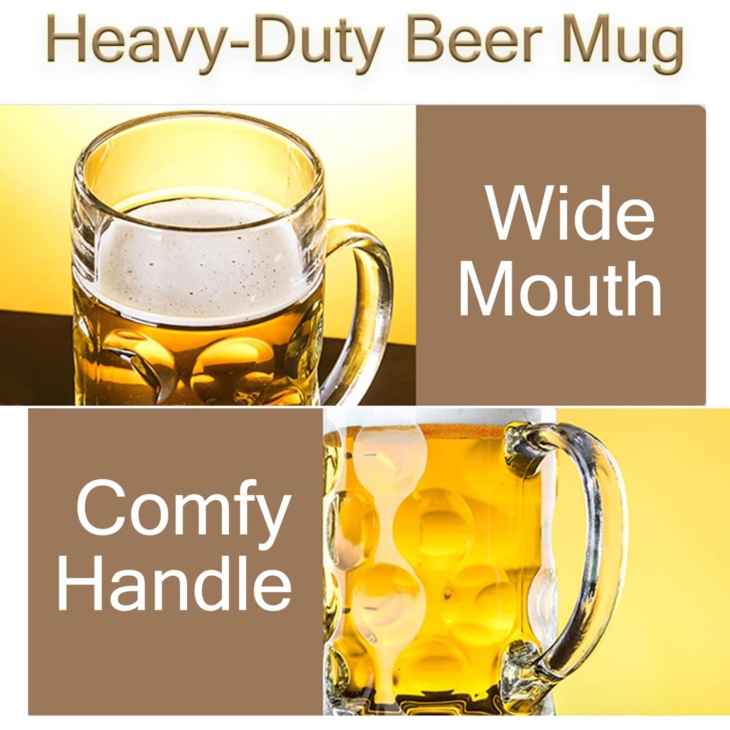 2 Pack Mug for Freezer, 1.2 L /40 oz Glass Stein Mugs with Handle Large ...