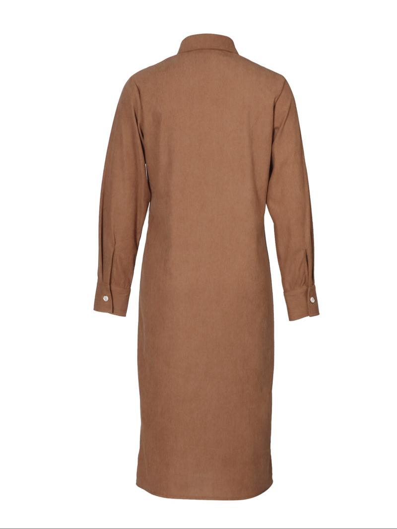 Women's Fashion Casual Loose Corduroy Dress with Dual Chest Pockets ...