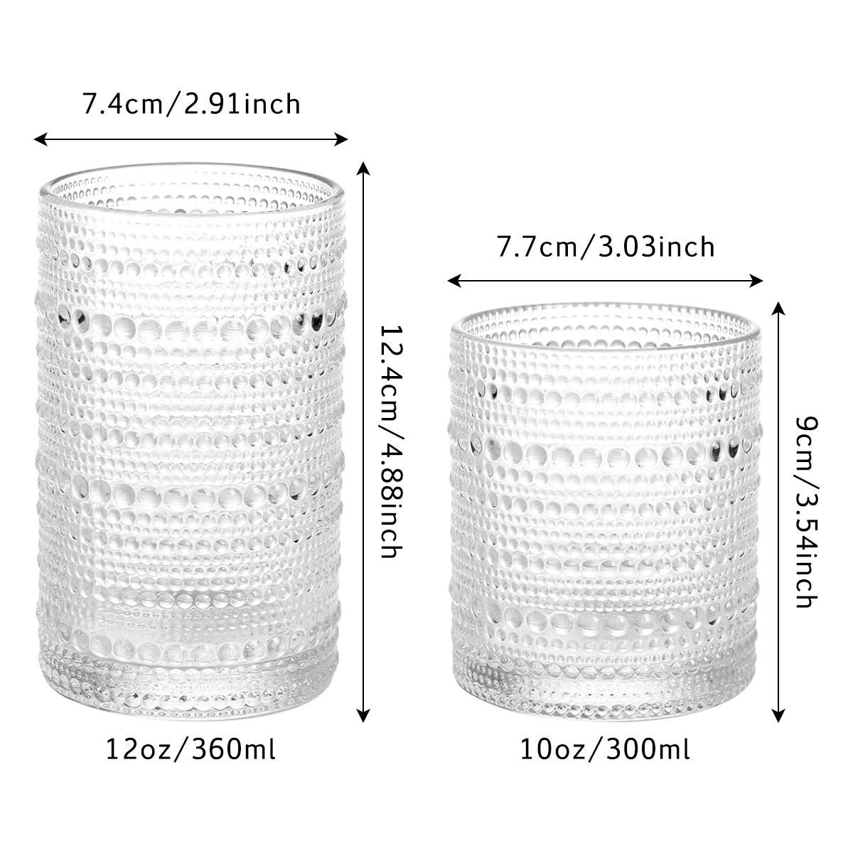 4/8 Pack Vintage Classic Hobnail Drinking Glasses, 12oz/360ML Highball ...
