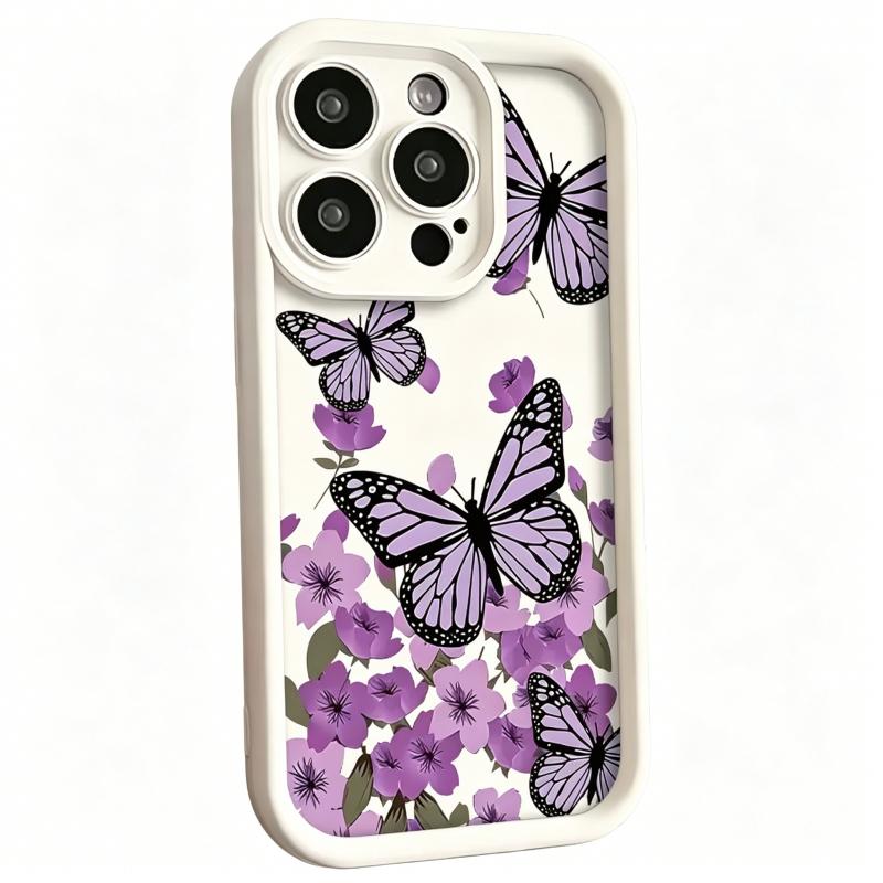 Art Purple Butterfly Phone Case For iPhone 17Air 17 16E 16 15 14 13 12 ...
