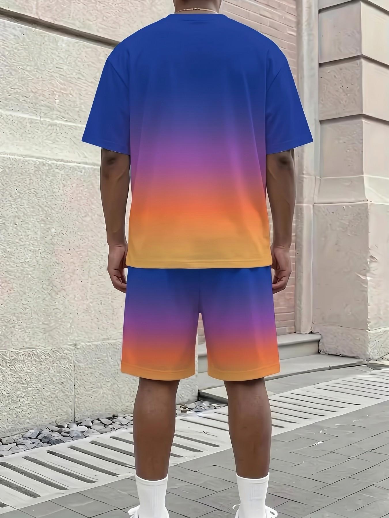 New York Men’s Blue-Purple-Orange Ombre Balance 2-Piece Outfit, Micro ...