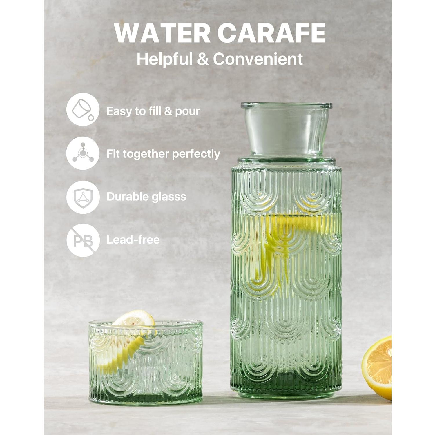 Bedside Water Carafe and Glass Set, Mouthwash Dispenser for Bathroom ...