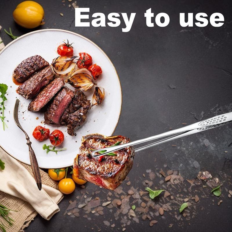 Stainless Steel Barbecue Tongs, Handheld Grill Food Tongs ...
