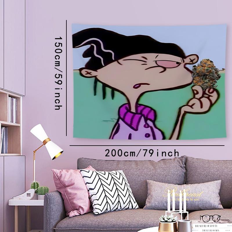 Cartoon Girl Pattern Hanging Backdrop, Funny Cartoon Girl Tapestry ...