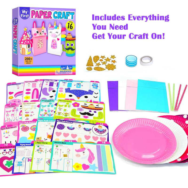 Paper Craft Kit for Toddlers Age 3-8 Years Old, 16Pcs Cute DIY Arts and ...