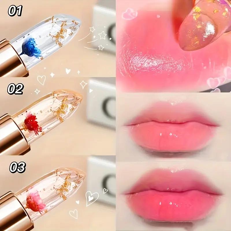 3 Pieces Transparent Petal Color Changing Lipstick Makeup Set ...