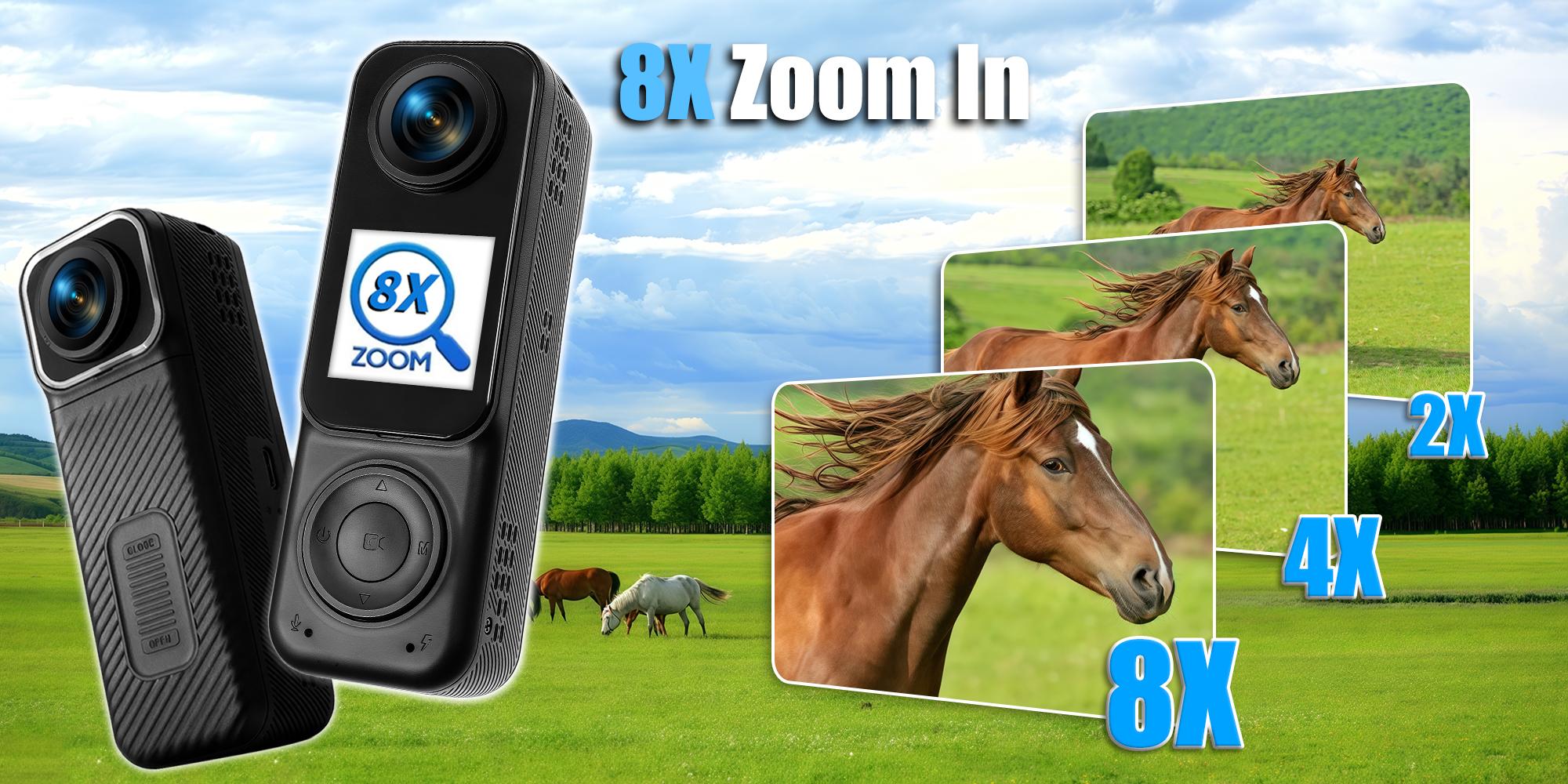 2K Dual-Lens Action Camera,360° Digital Camera,Wide-Angle,8x Digital ...