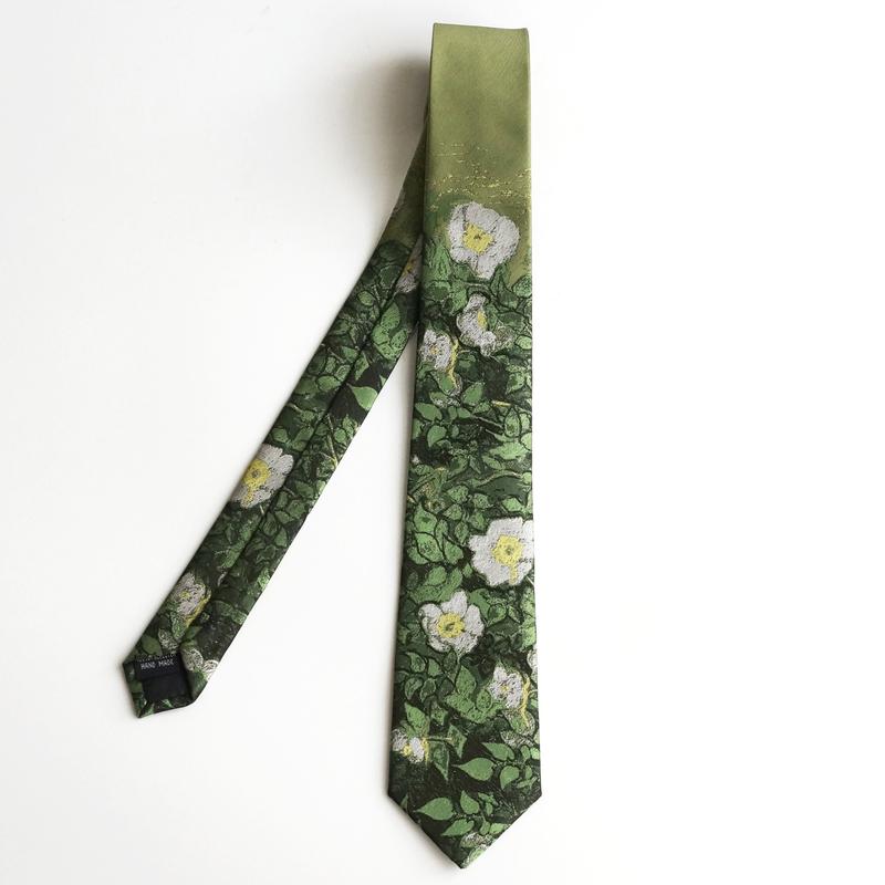 Men's Luxury Jacquard Tie with Van Gogh Wild Roses Embroidery, High-End ...