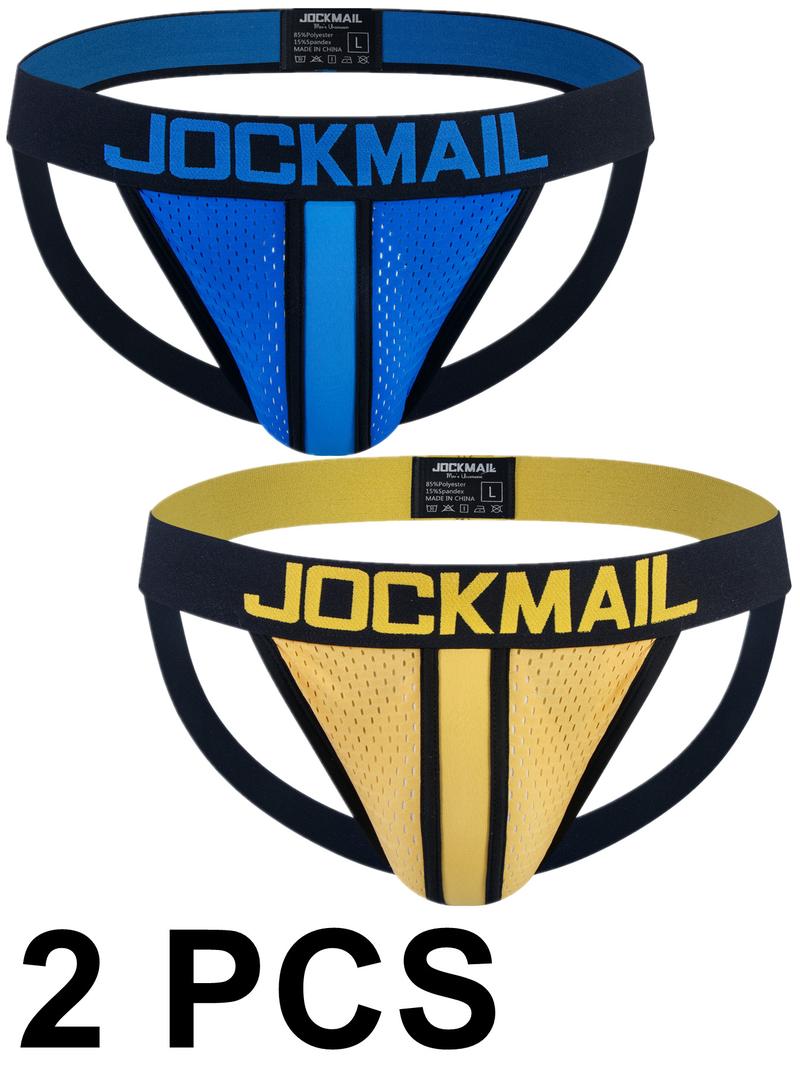 Men's Contrast Binding Letter Tape Sexy Jockstrap, Breathable ...