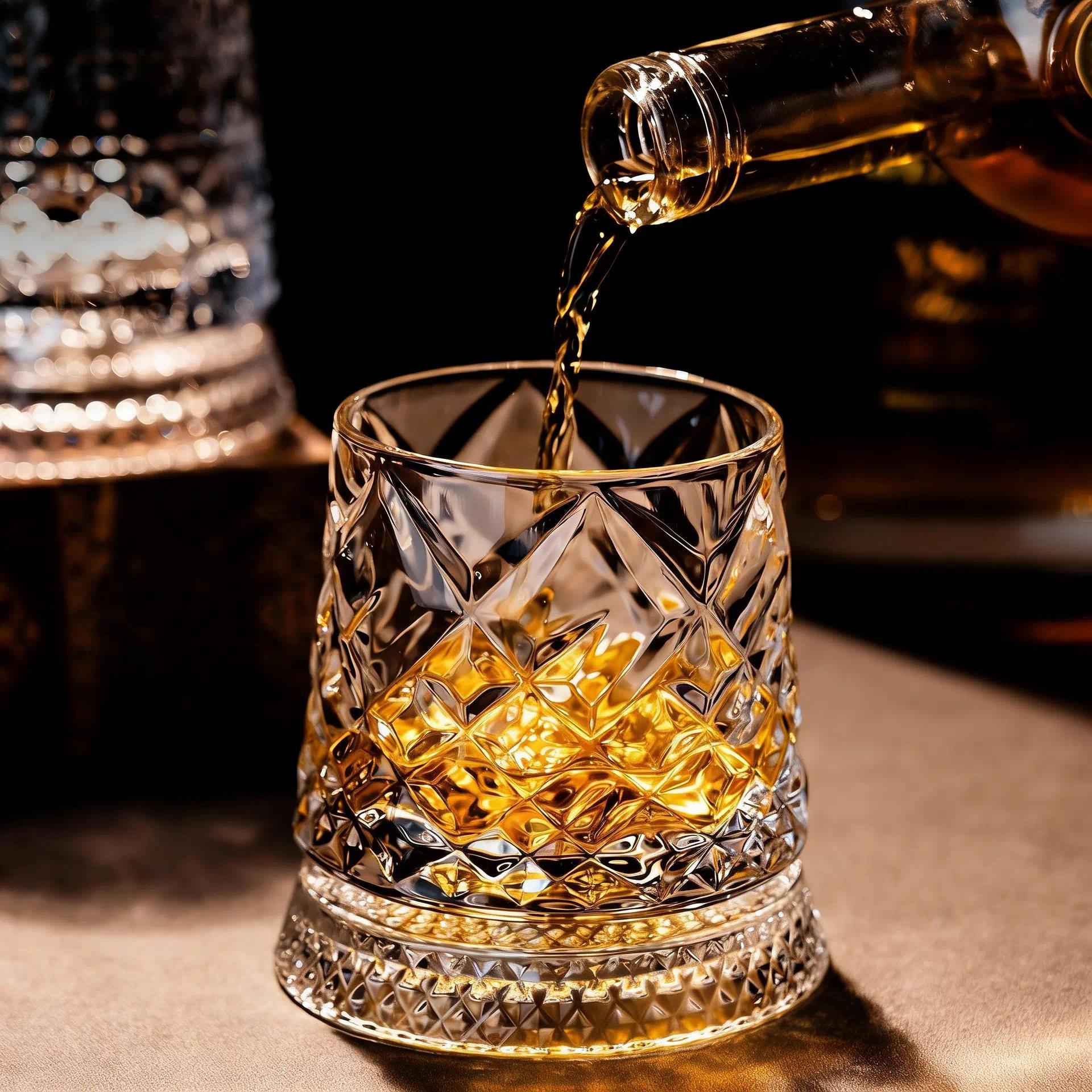 2 pieces of luxurious 360° rotating crystal glass – star-shaped cut ...