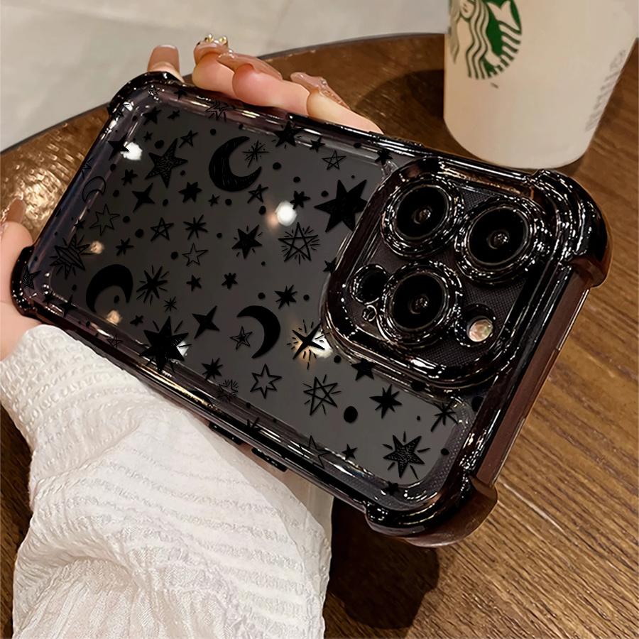 Phone Case: 1pc Moon and Star Pattern Phone Case Compatible with Apple ...
