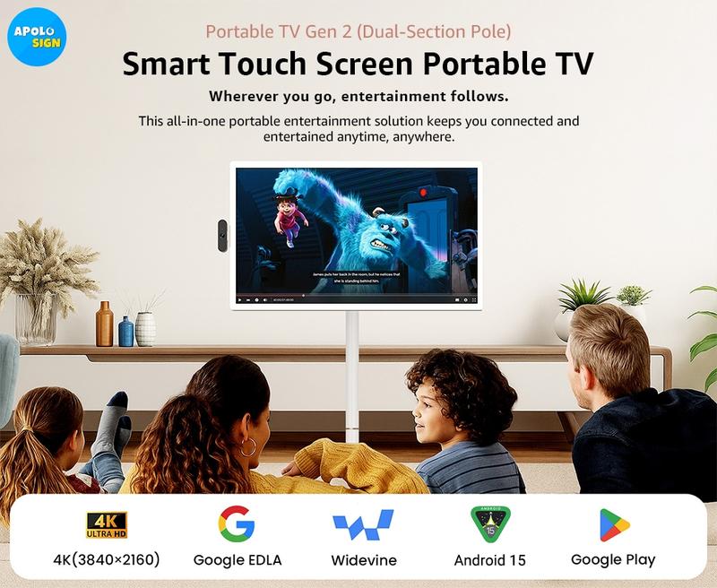 Apolosign 32 Inch UHD 4K Smart Portable TV, 16(8+8)GB RAM + 256GB ...