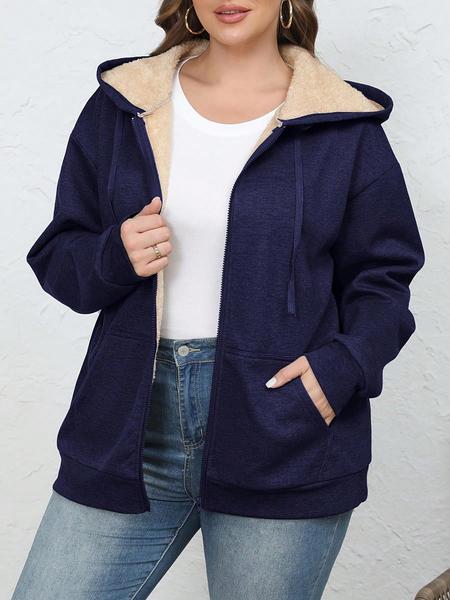 Women's Casual Long Sleeve Zipper Jacket, Fall Winter Fleece Lined Coat ...