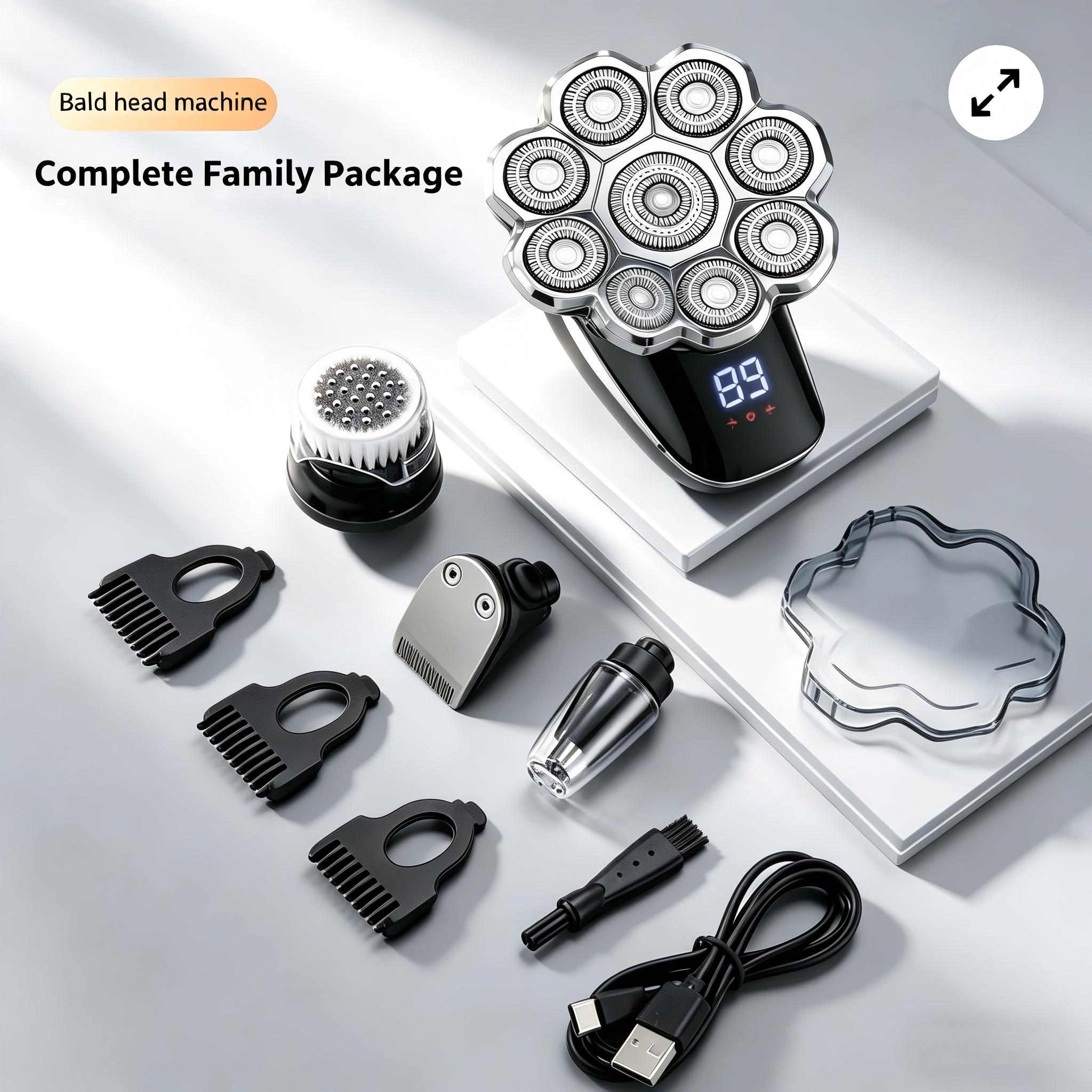 LARGNER-6 in 1 Electric Head Shaver, 1 Box Waterproof Wet/dry Grooming ...