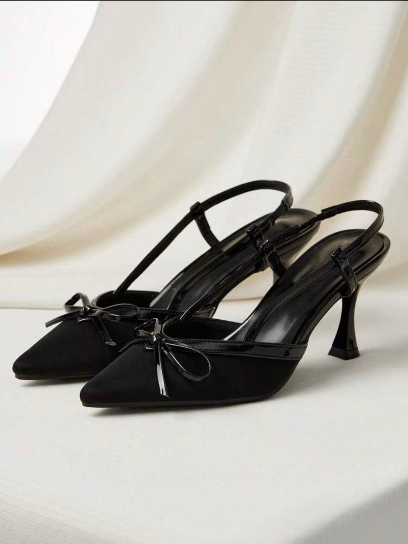 Women's Pointed Toe Stiletto Heels, Bow Design, Buckle, Medium Width ...