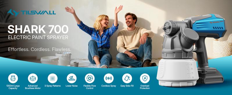 [Winter Special Offer]Tilswall Shark 700 Cordless Paint Sprayer for ...