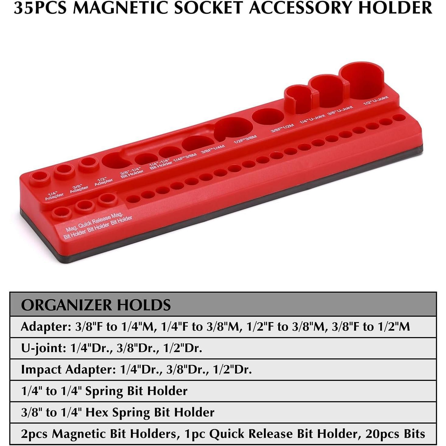 2 count Extension Bar Holder and Socket Accessory Holder, Red, Organize ...