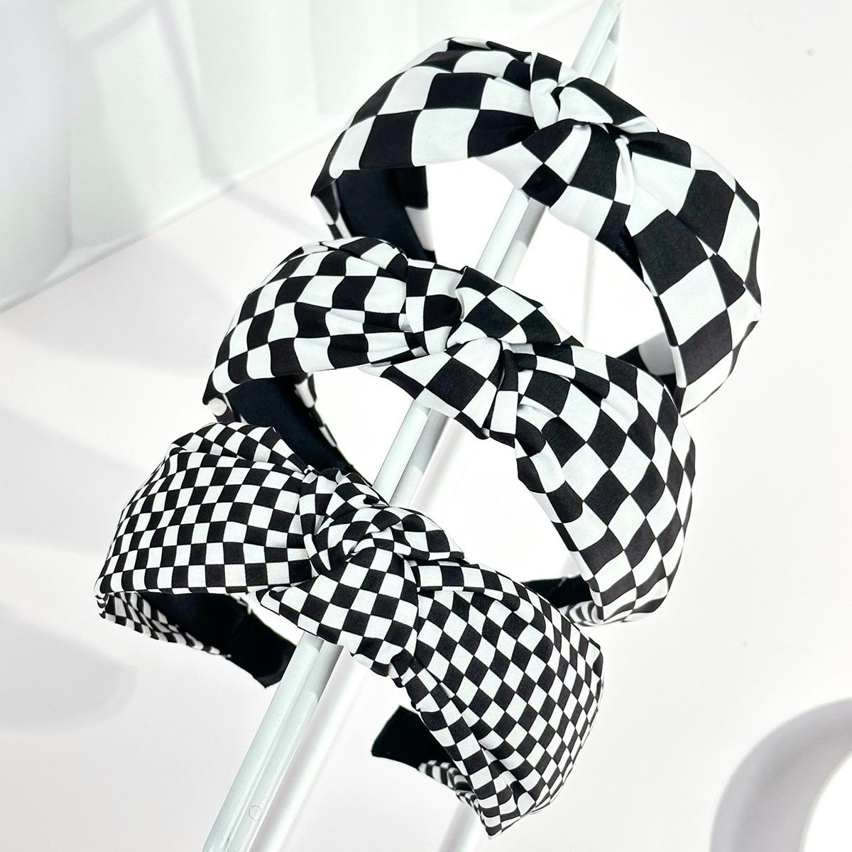 Women's Minimalist Black & White Plaid Sports Headband - Versatile Hair ...