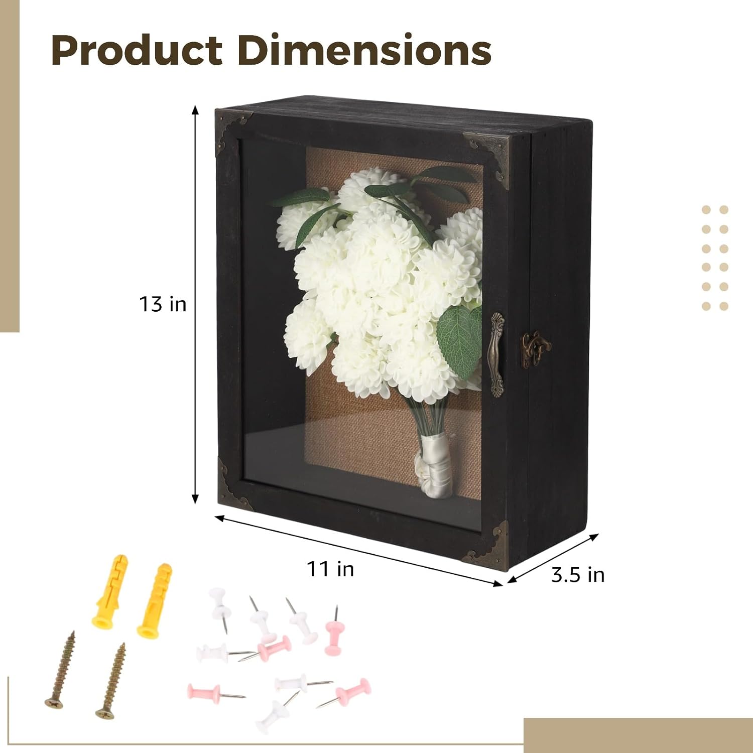 Black Deep Shadow Box Frame Display Case - 13 x 11 x 3.5 in, Wooden ...