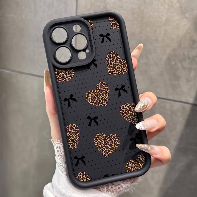 Wild Leopard Heart Design Phone Case, Butterfly Knot, Tpu Thick Anti ...