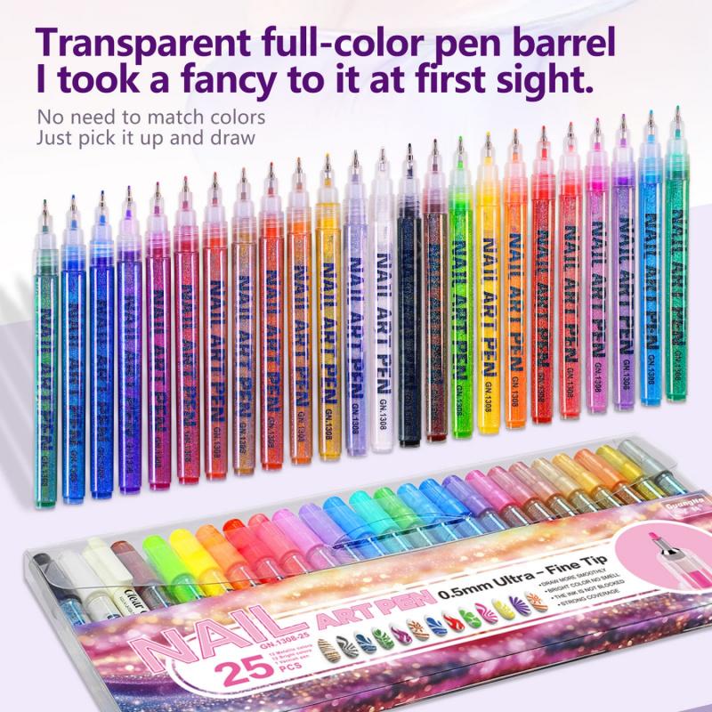 Nail Art Pens for Painting Nails, includes one Clear Coat Marker, 12/24 ...