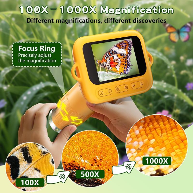 Portable USB Microscope for Kids, Mini Handheld Magnifying Glass 1000x ...