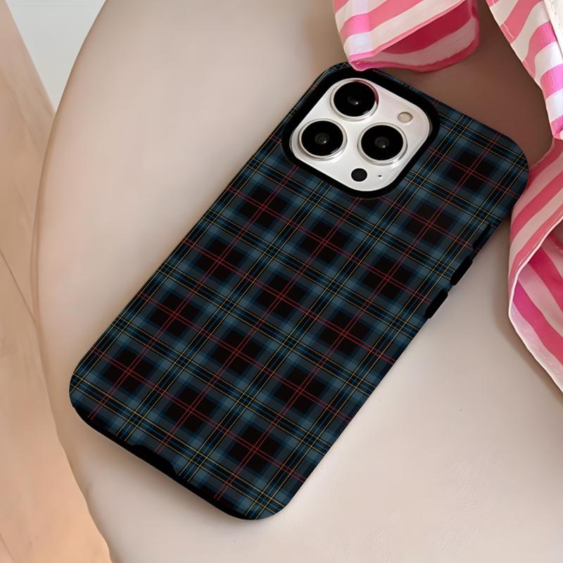 Autumn Winter Plaid Phone Case for iPhone 11-16 Series, Romantic Design ...