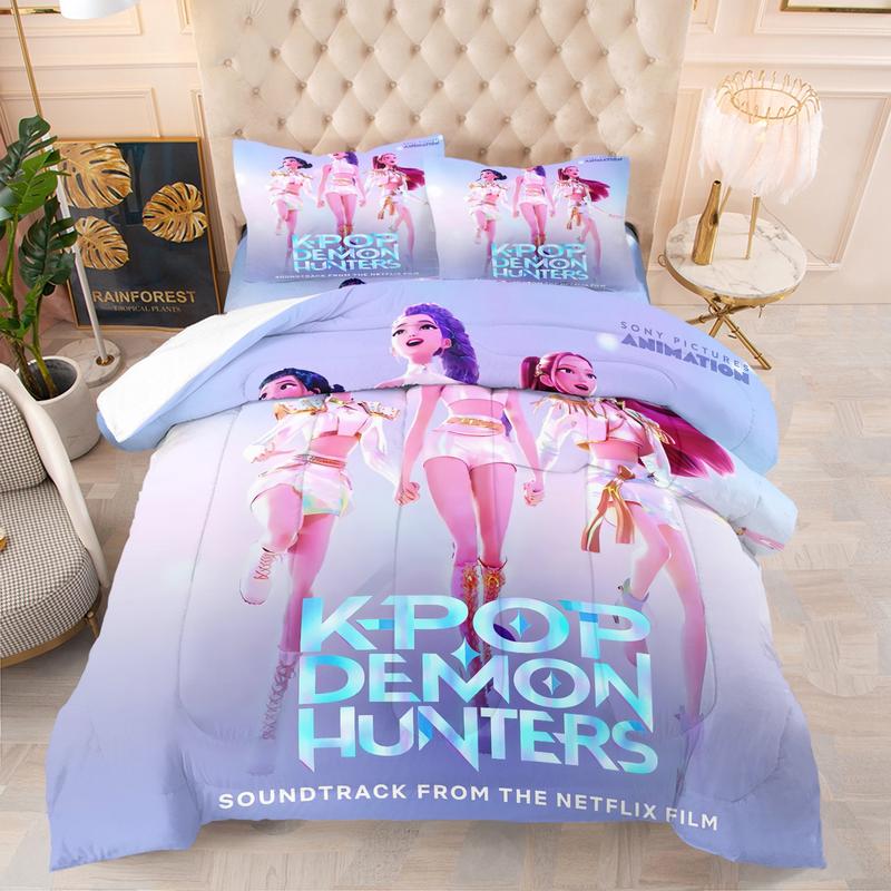 K-Pop Demon Hunters Comforter Set, Includes 1 Comforter & 1/2 ...