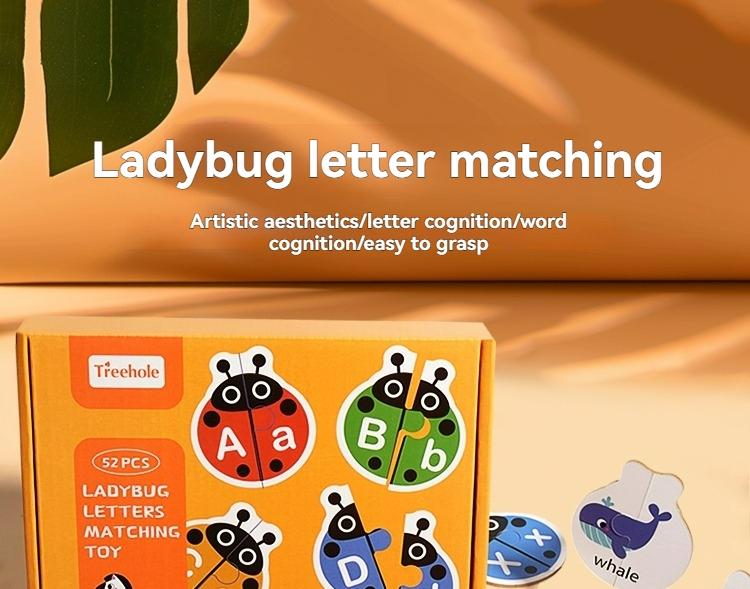 Wooden Ladybug Letter Match Puzzle Set, Dual-Sided Educational Learning ...