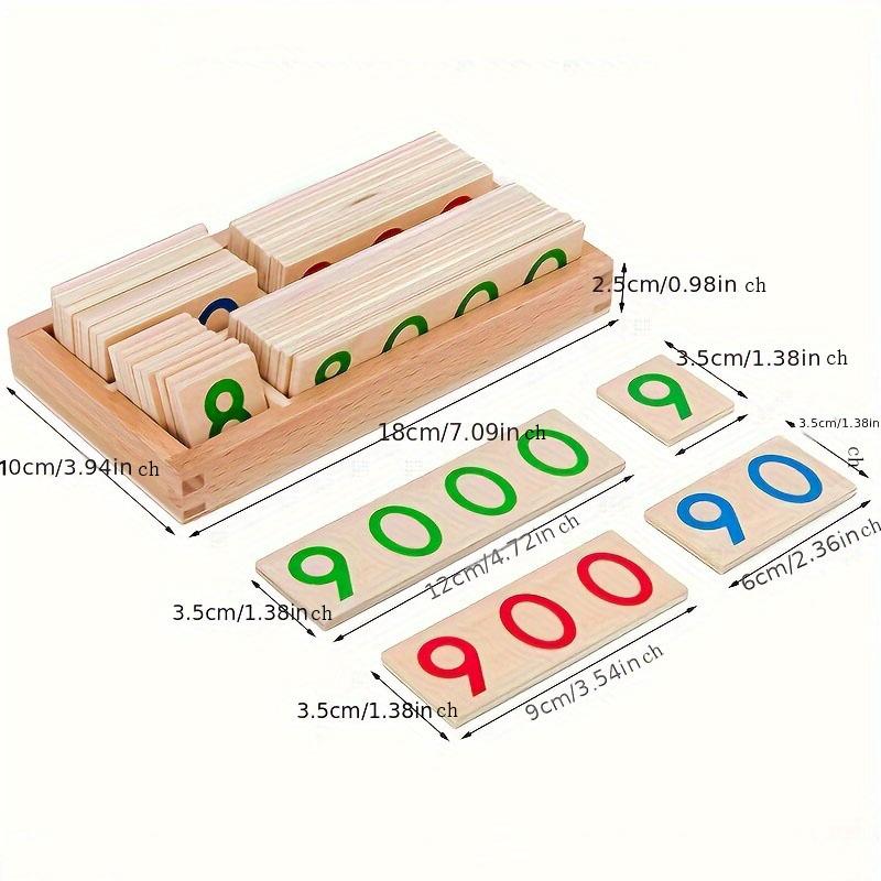 Wooden Number Cards 1-9000, Montessori Math Learning Toy, Color ...