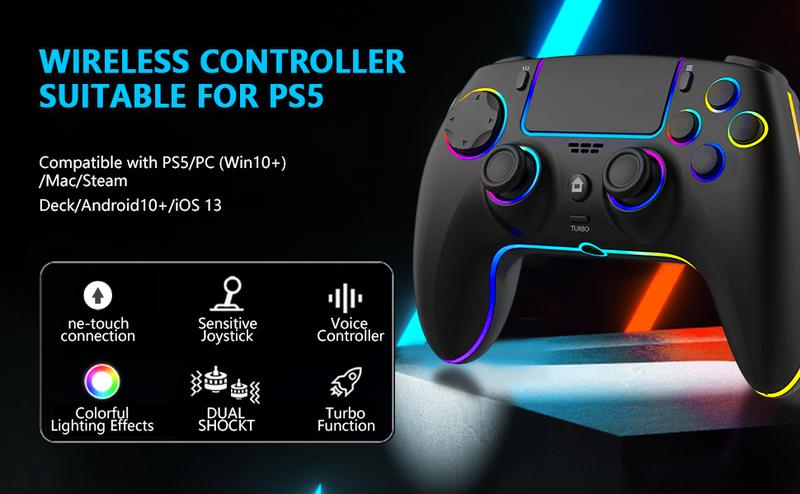 Wireless Pink gradient Controller for PS5 Pro/PS-5/PC/Mac/Steam Deck ...