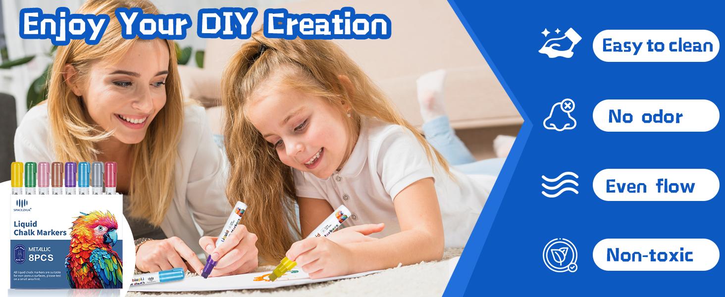 Metallic Liquid Chalk Markers 10MM Extra Large Erasable Pens for ...