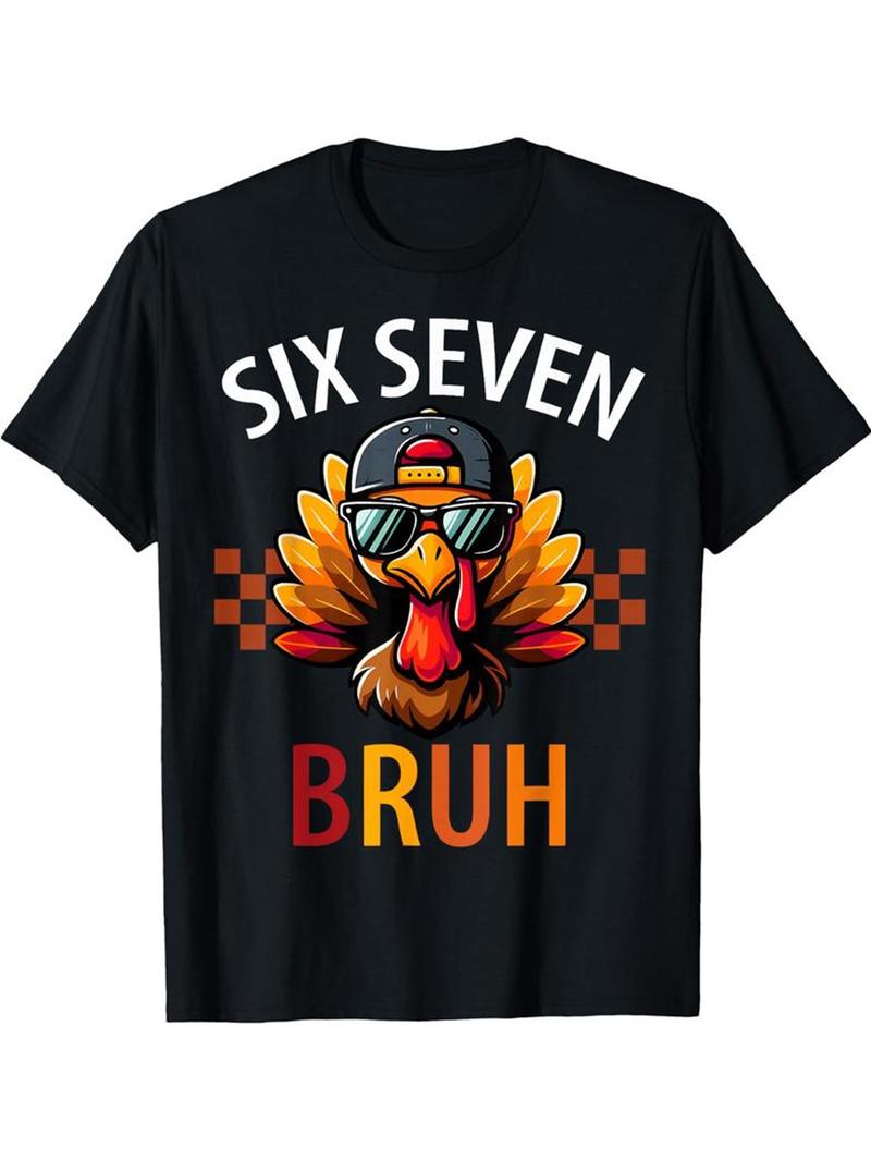 Thanksgiving Turkey Print T-Shirt, Fun Holiday Aesthetic, Tiktok Trendy ...